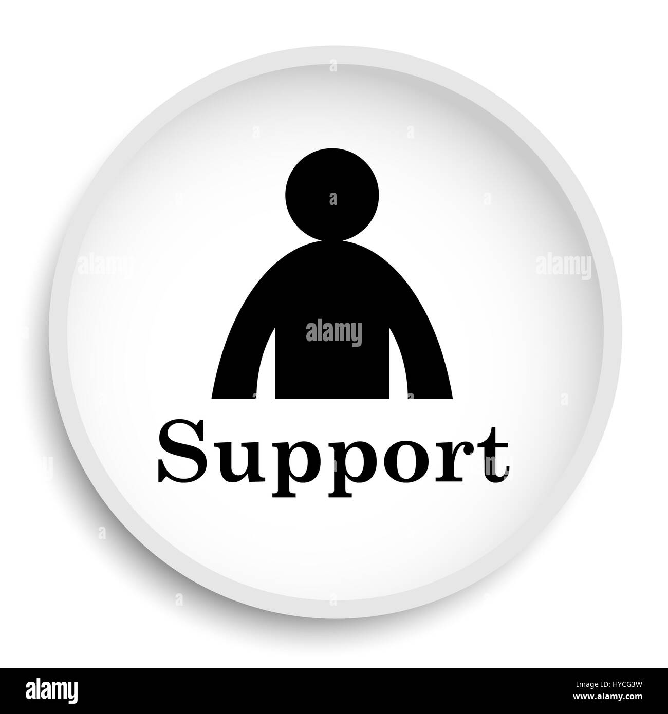 Support icon. Support website button on white background Stock Photo ...