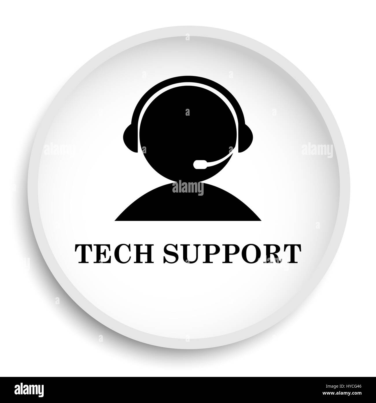 Tech support icon. Tech support website button on white background ...