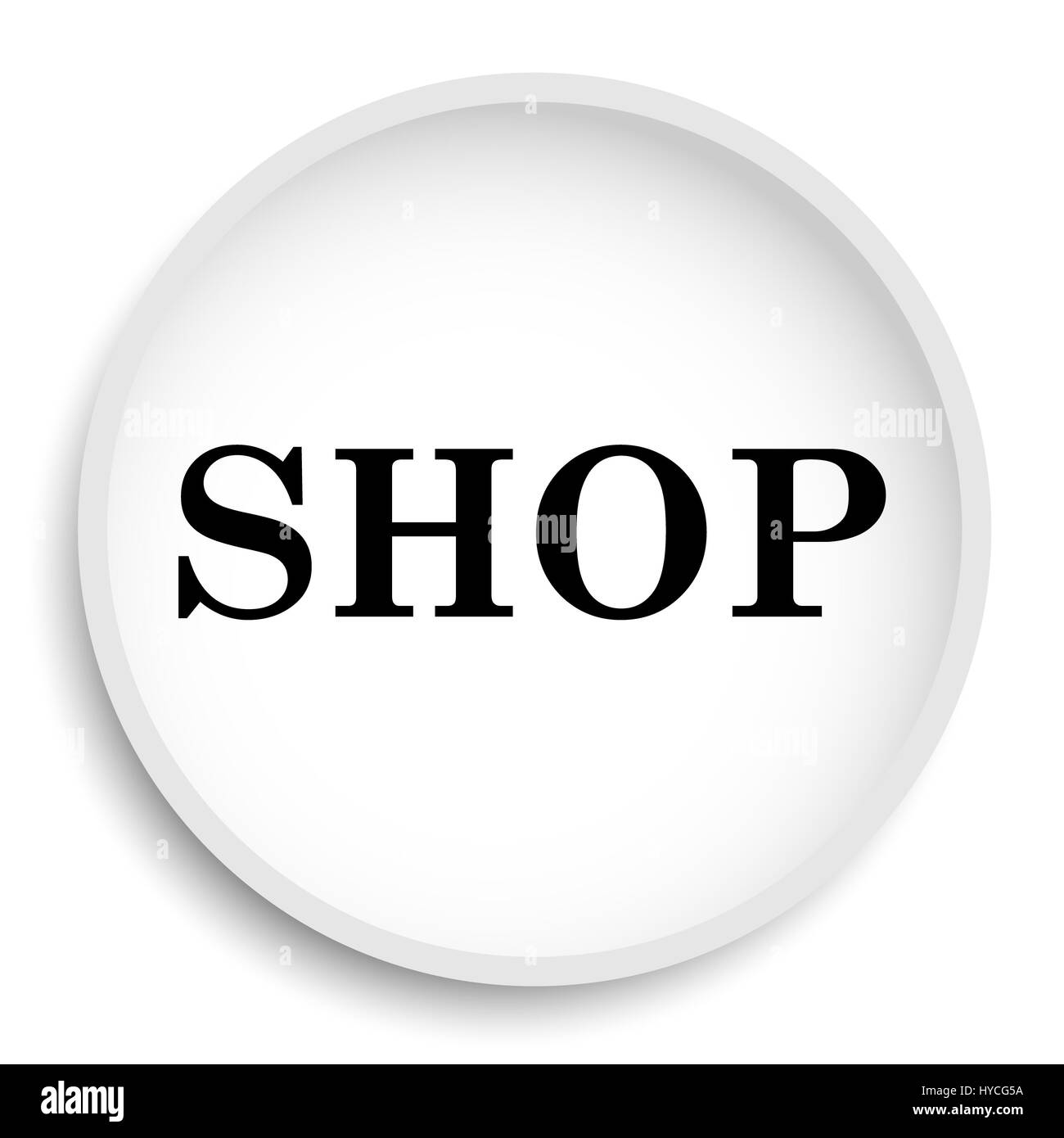 Shop icon. Shop website button on white background Stock Photo - Alamy