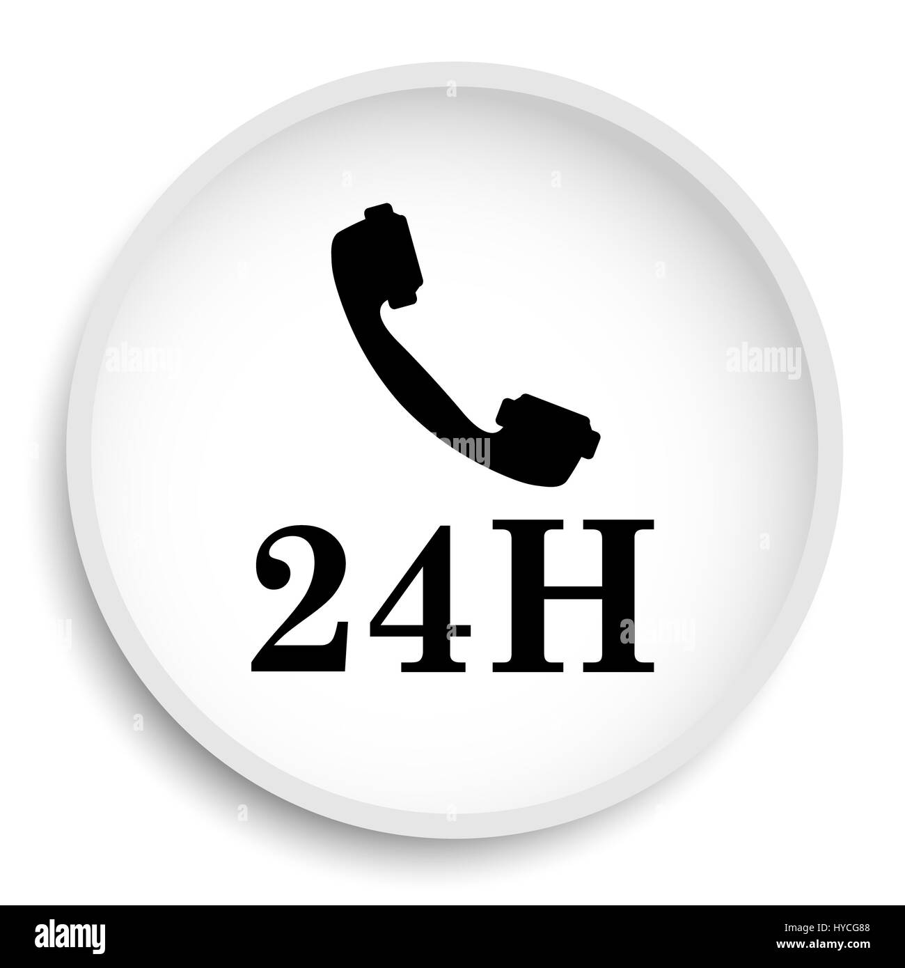 24H phone icon. 24H phone website button on white background Stock ...