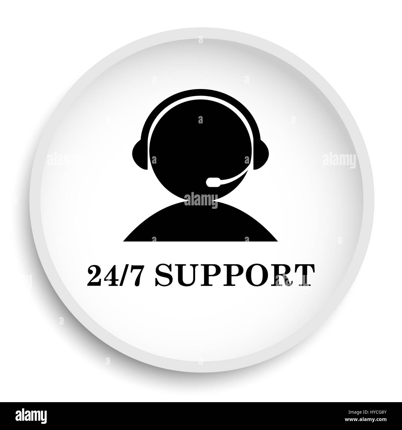 24-7 Support icon. 24-7 Support website button on white background ...