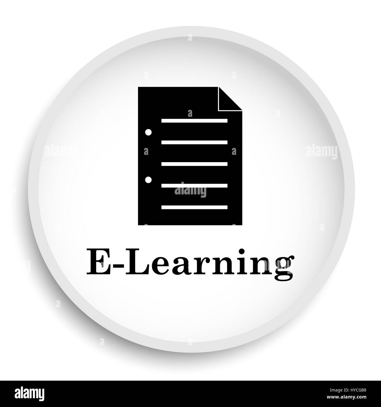 E-learning icon. E-learning website button on white background Stock ...