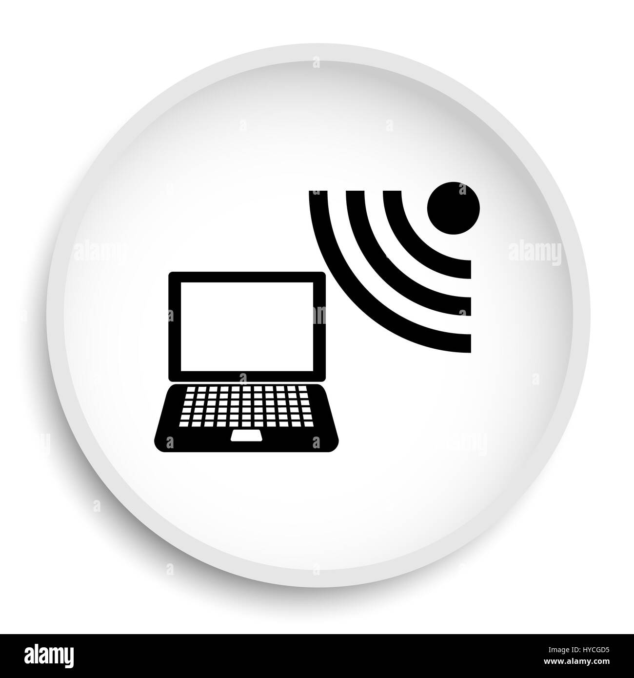 Wireless laptop icon. Wireless laptop website button on white ...