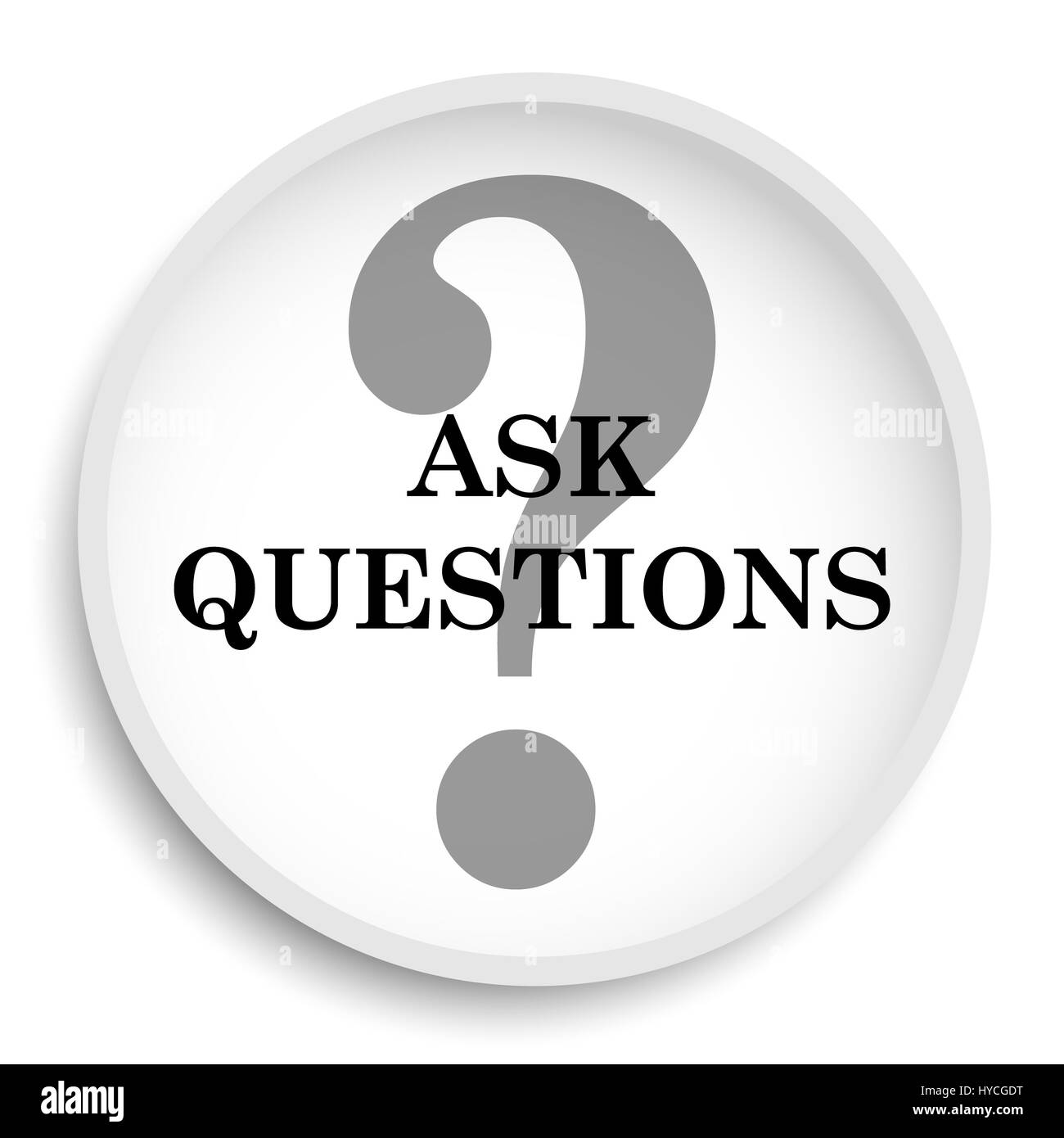 Ask questions icon. Ask questions website button on white background ...