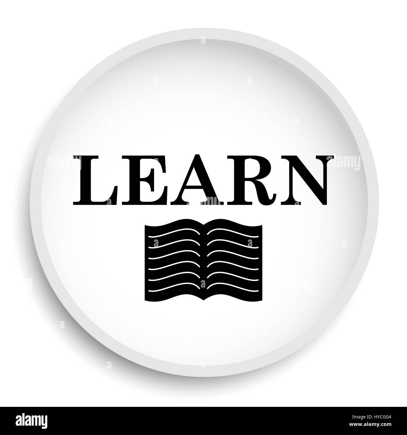 Learn icon. Learn website button on white background Stock Photo - Alamy