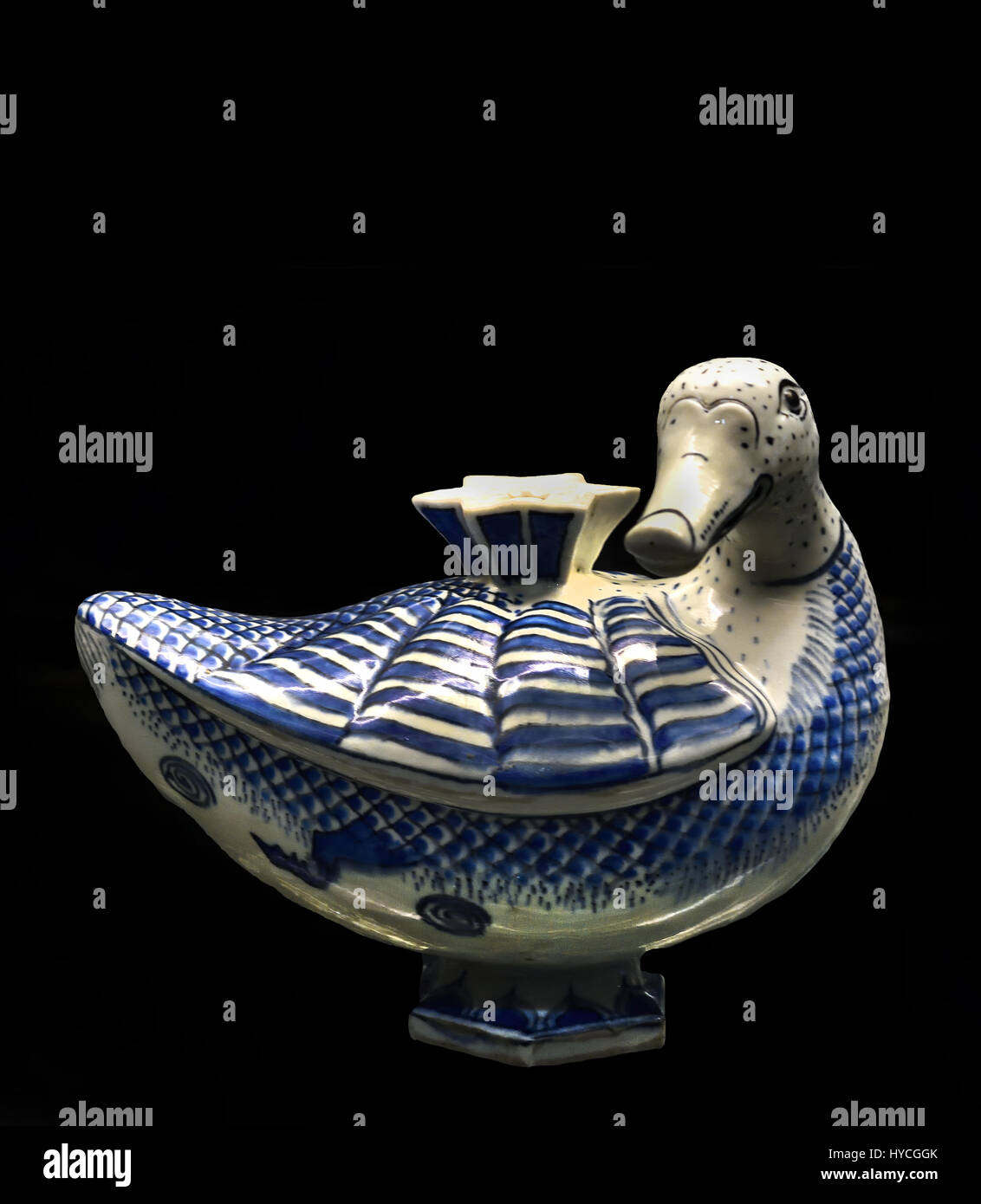 Duck made of blue and black underglaze pottery ( tobacco pipe - water ...