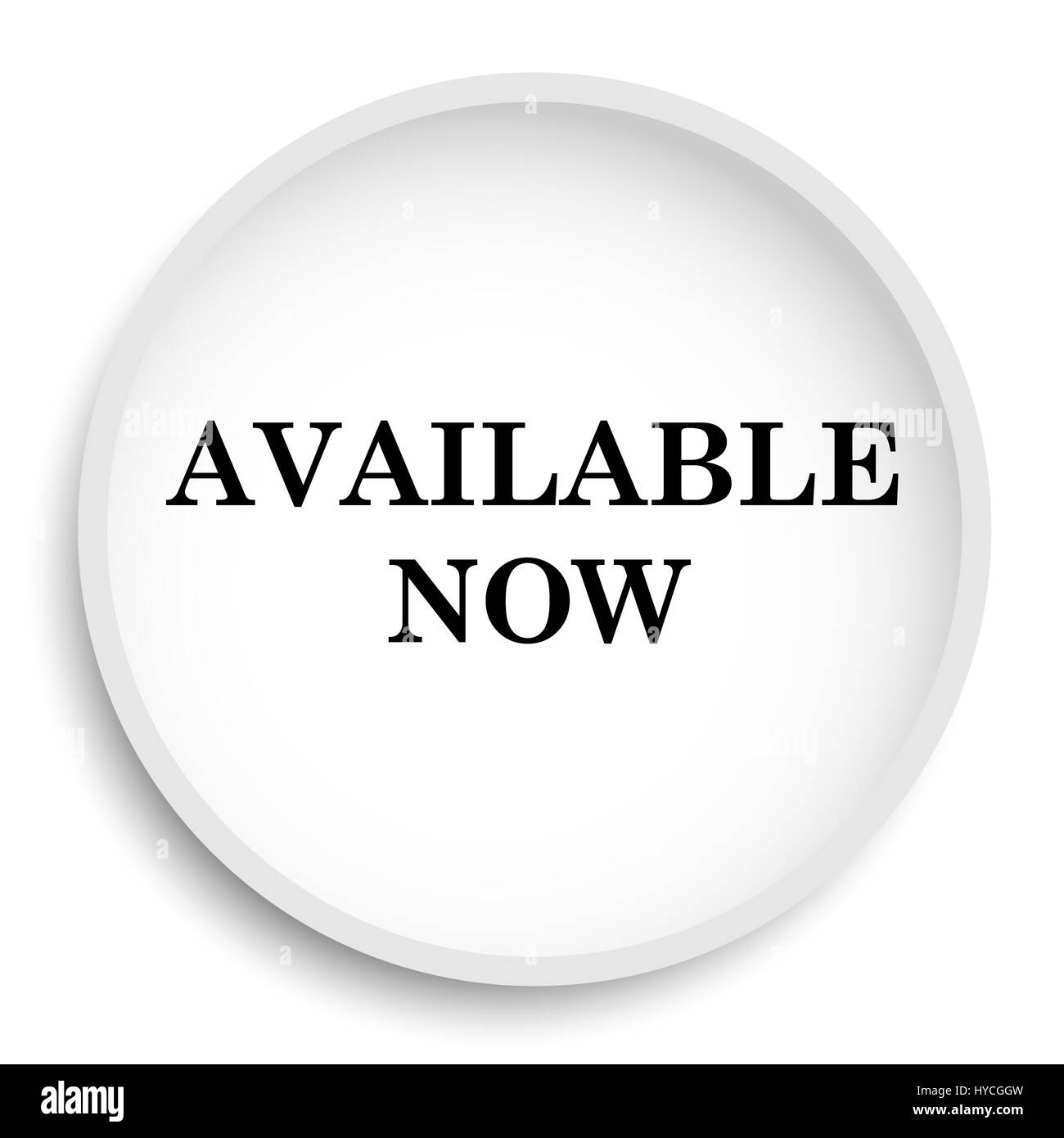 Available now icon. Available now website button on white background ...