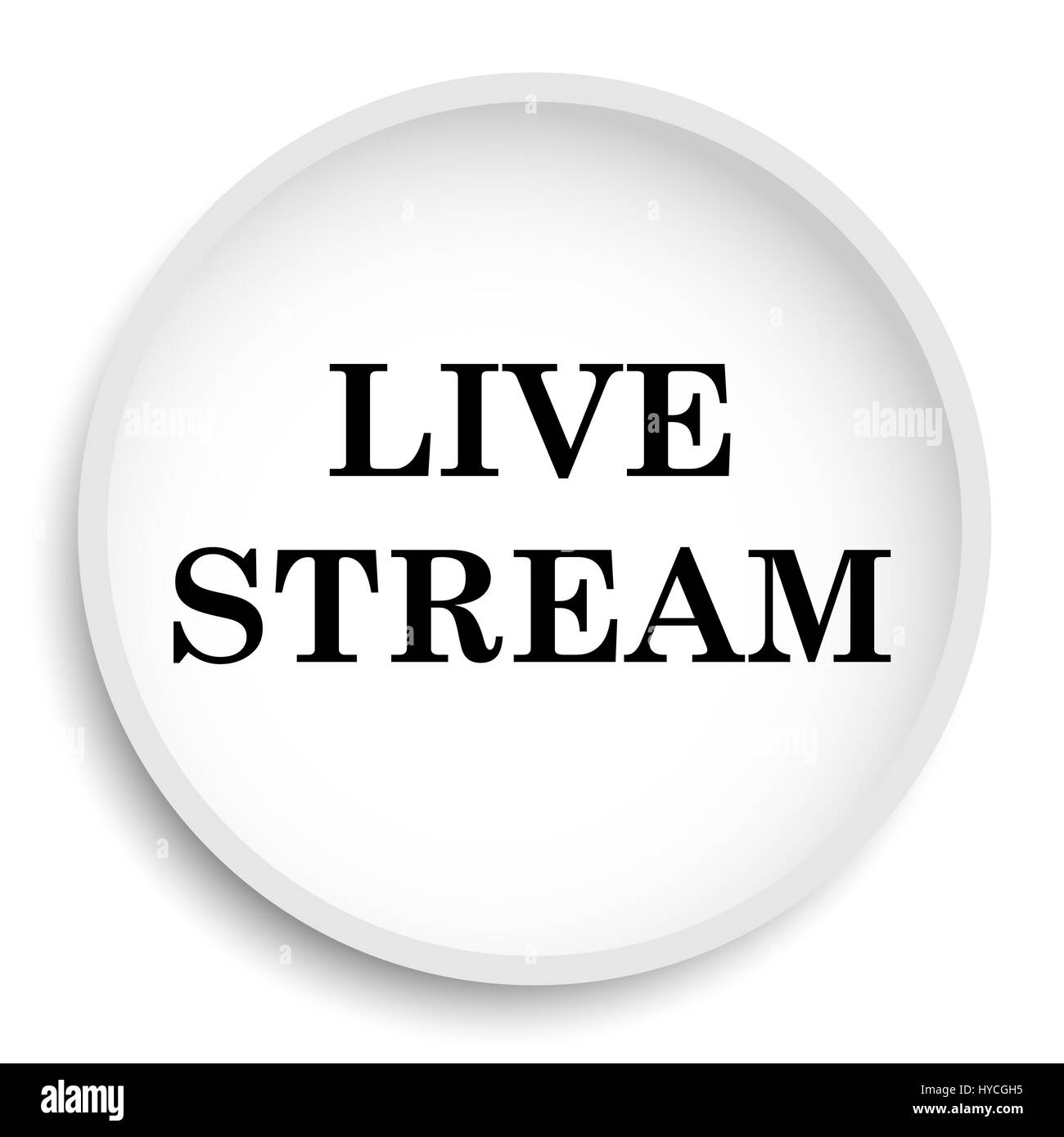 Live stream icon. Live stream website button on white background Stock ...