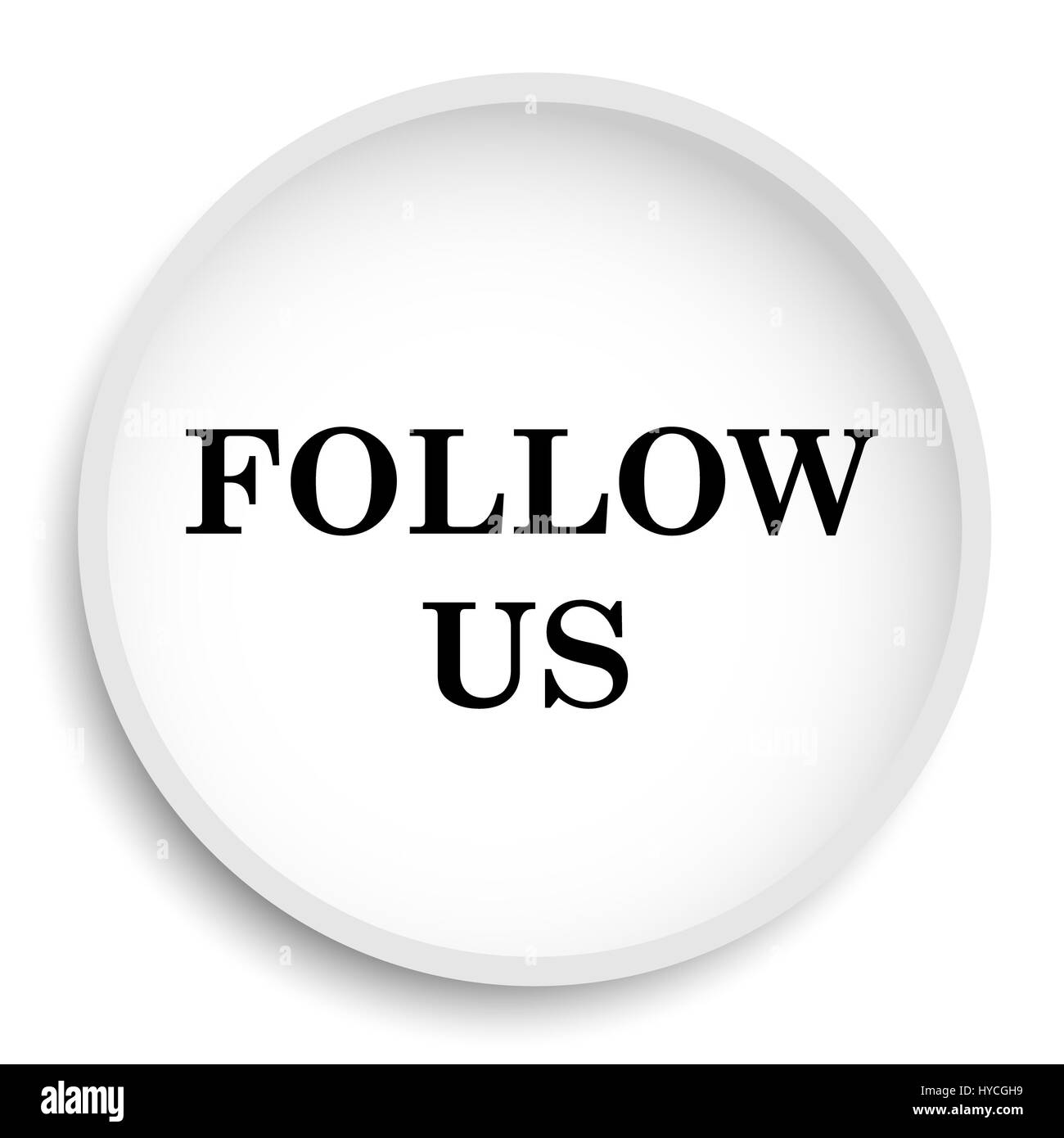 Follow us icon. Follow us website button on white background Stock ...
