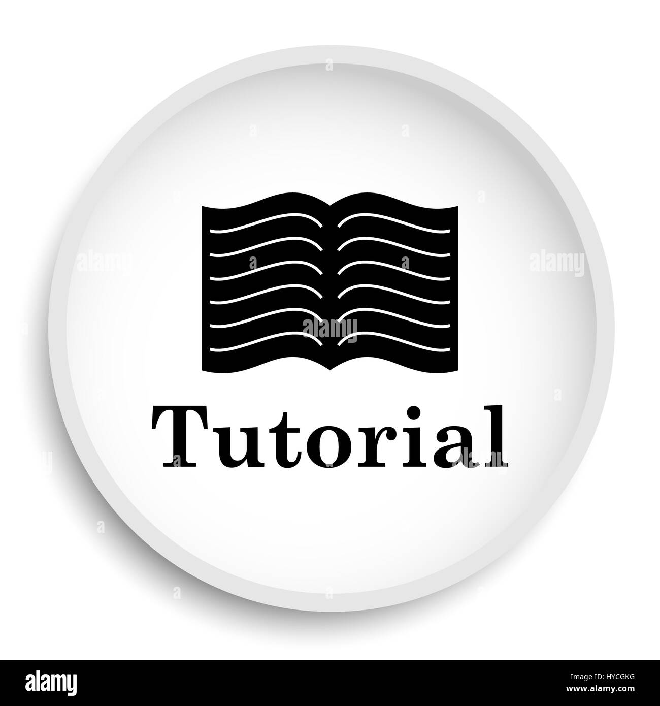 Tutorial icon. Tutorial website button on white background Stock Photo ...