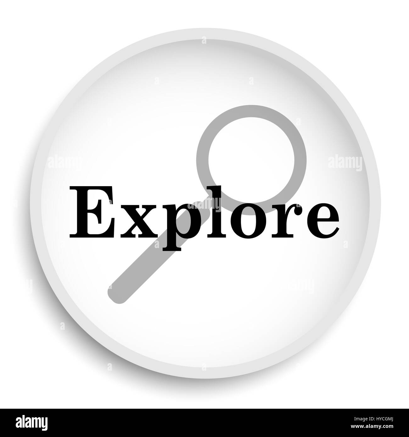 Explore icon. Explore website button on white background Stock Photo ...