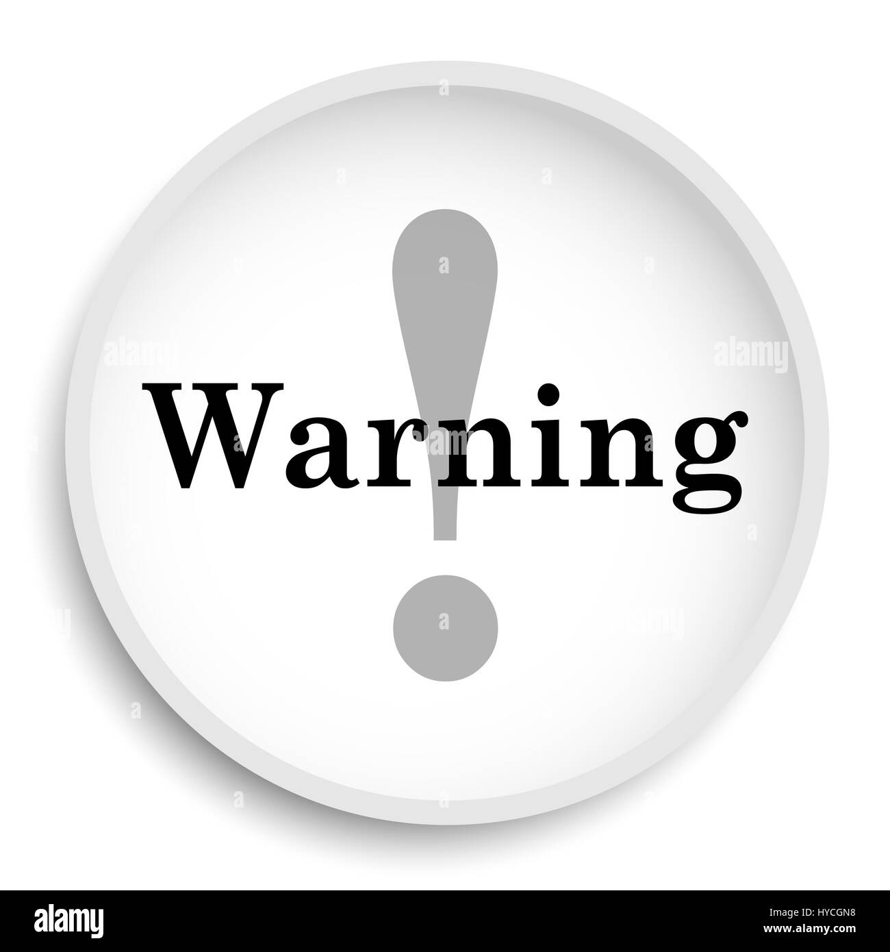 Warning icon. Warning website button on white background Stock Photo ...