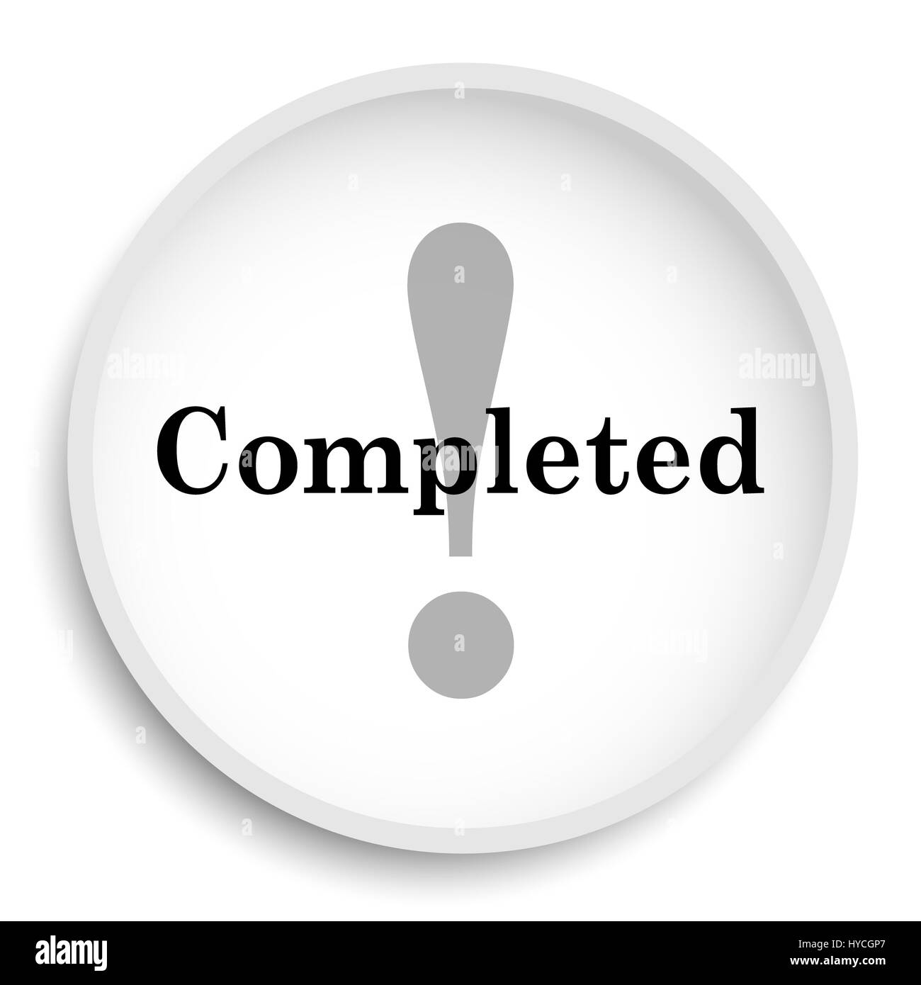 Completed icon. Completed website button on white background Stock ...