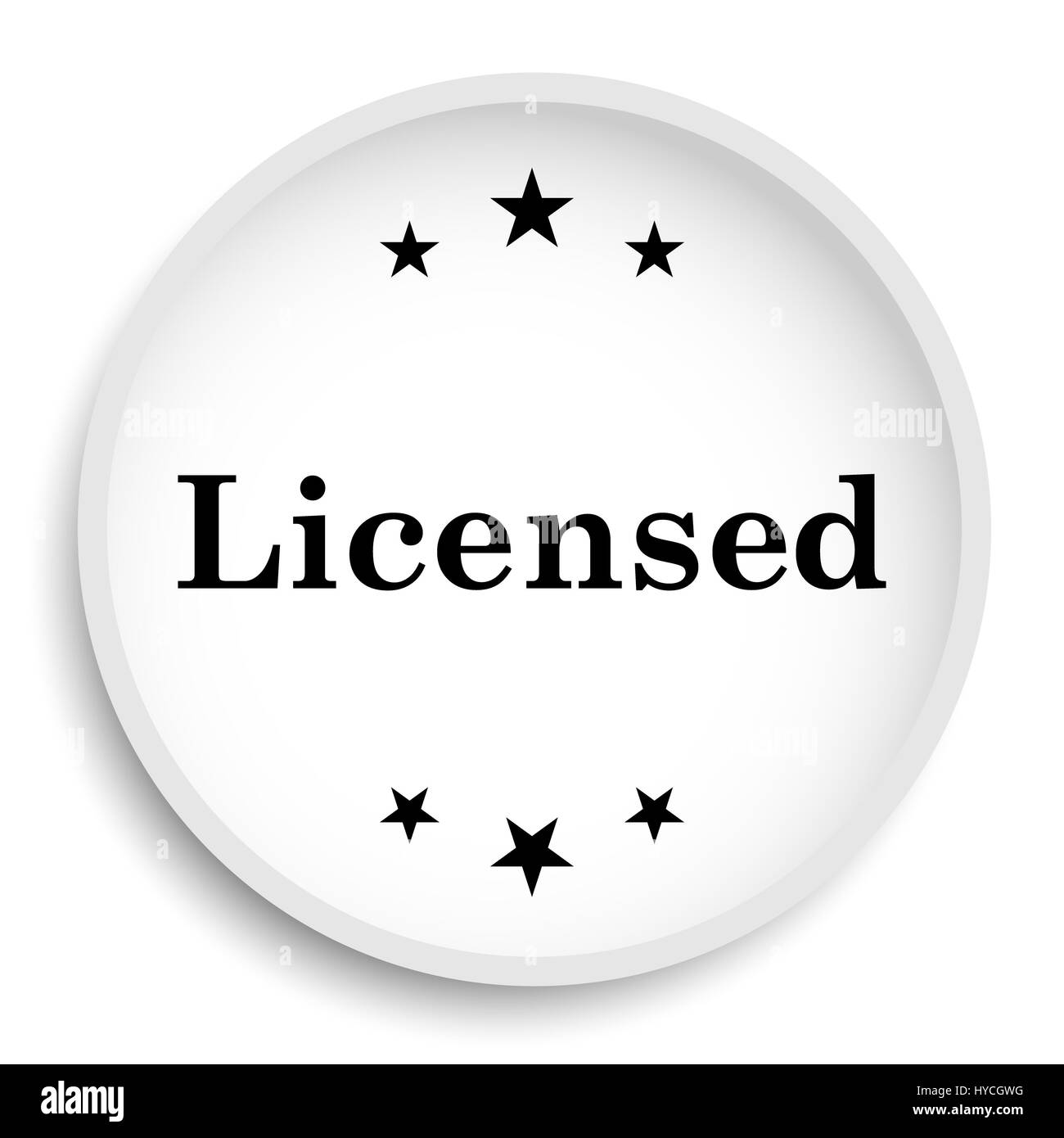 Licensed icon. Licensed website button on white background Stock Photo ...