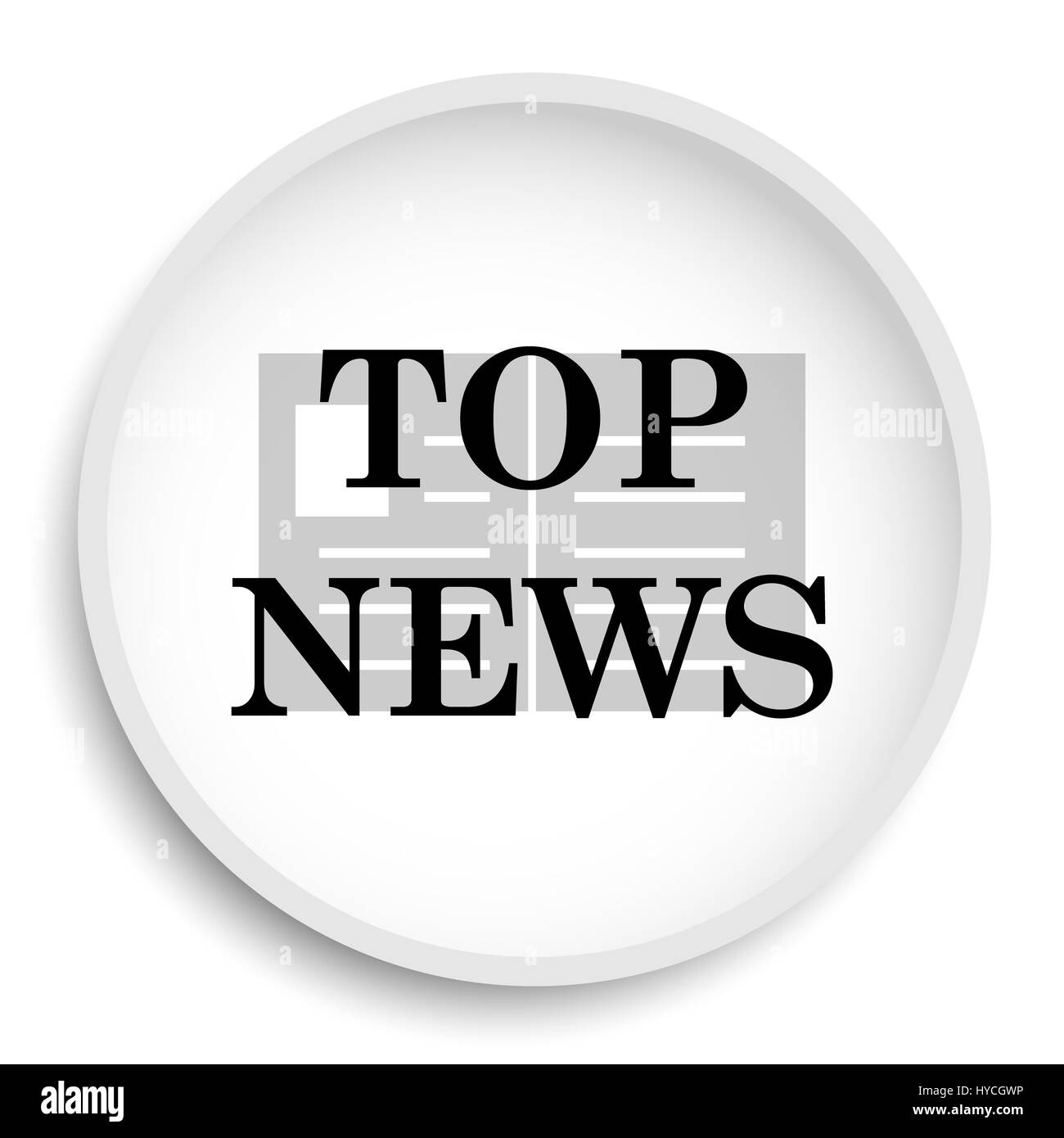 Top news icon. Top news website button on white background Stock Photo ...
