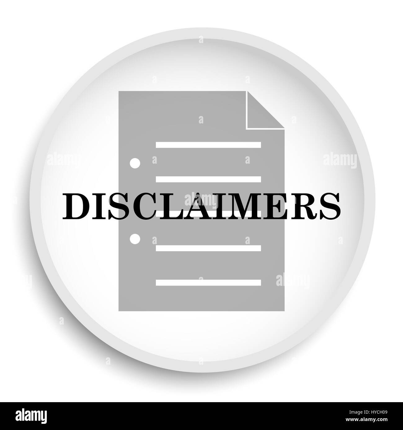 Disclaimers icon. Disclaimers website button on white background Stock ...
