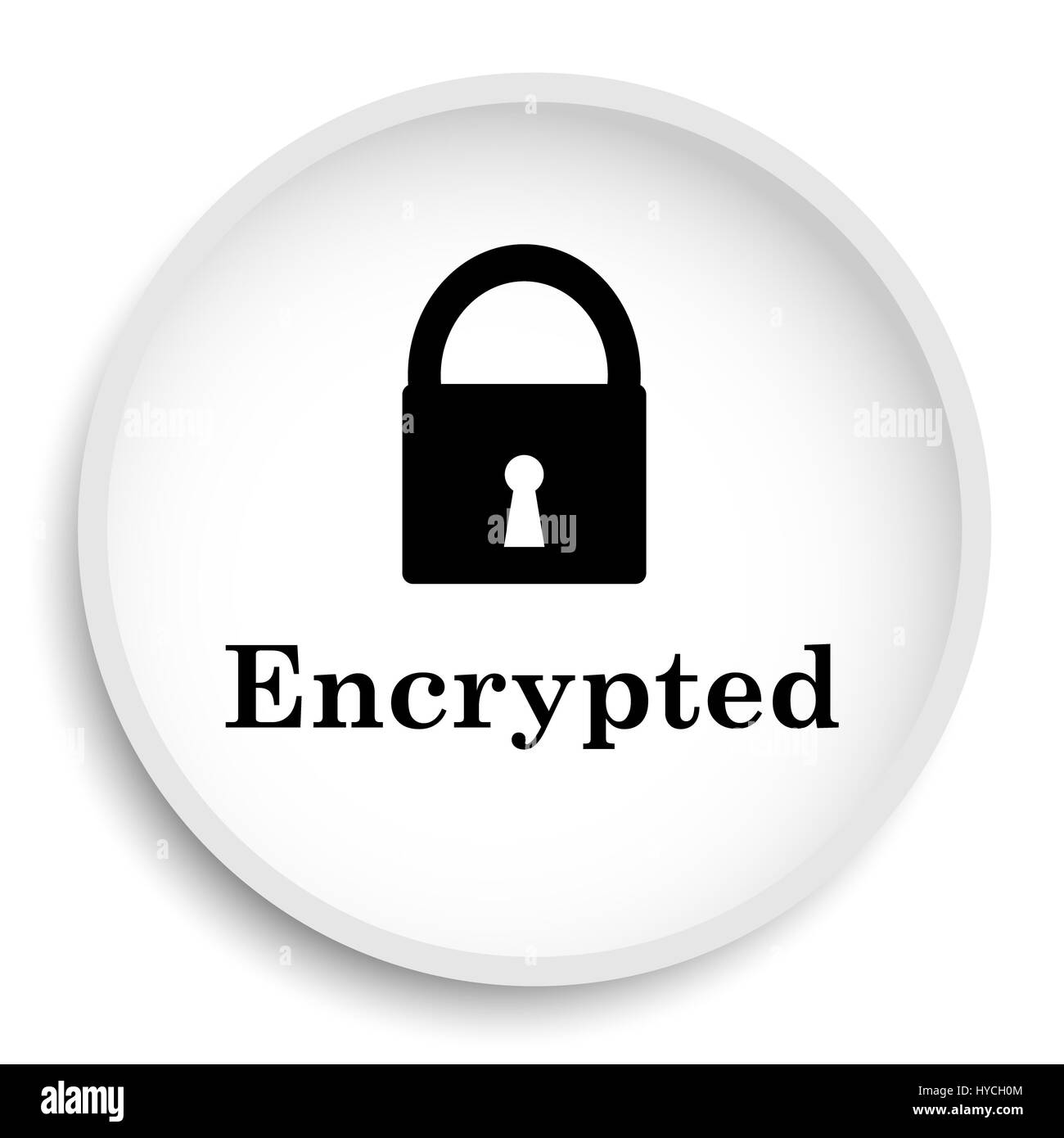 Encrypted icon. Encrypted website button on white background Stock ...