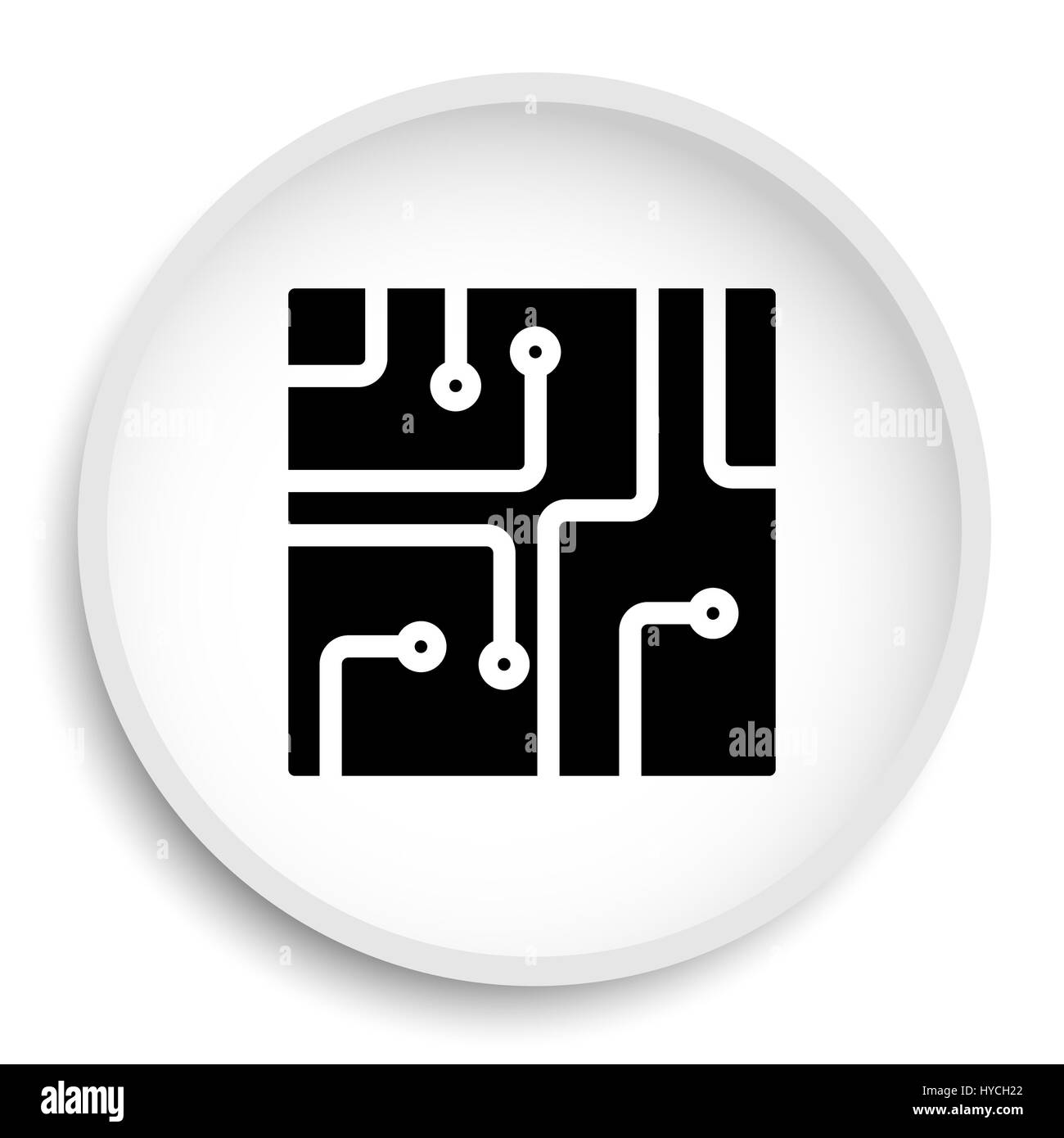 Circuit board icon. Circuit board website button on white background ...