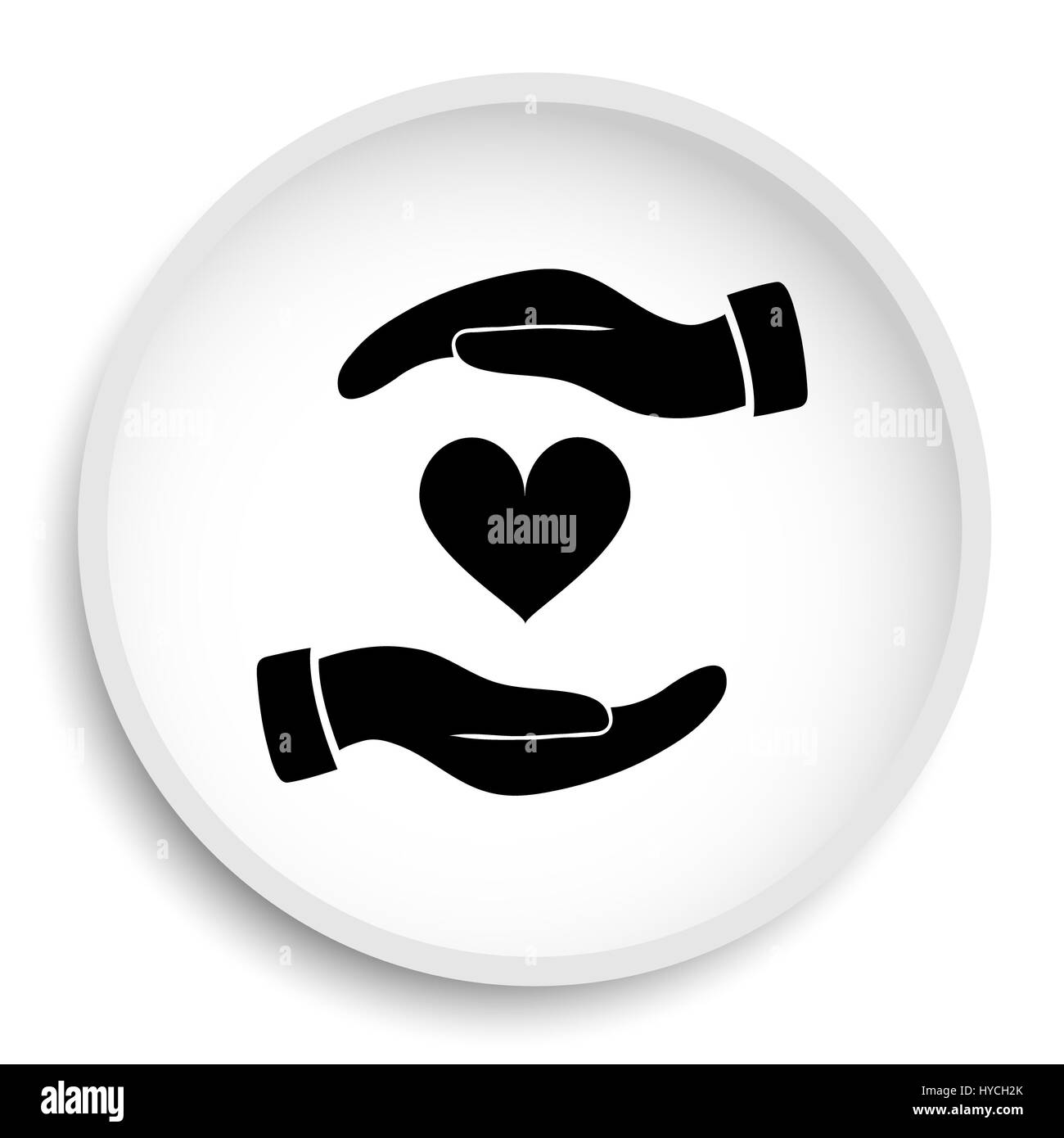 Hands holding heart icon. Hands holding heart website button on white ...