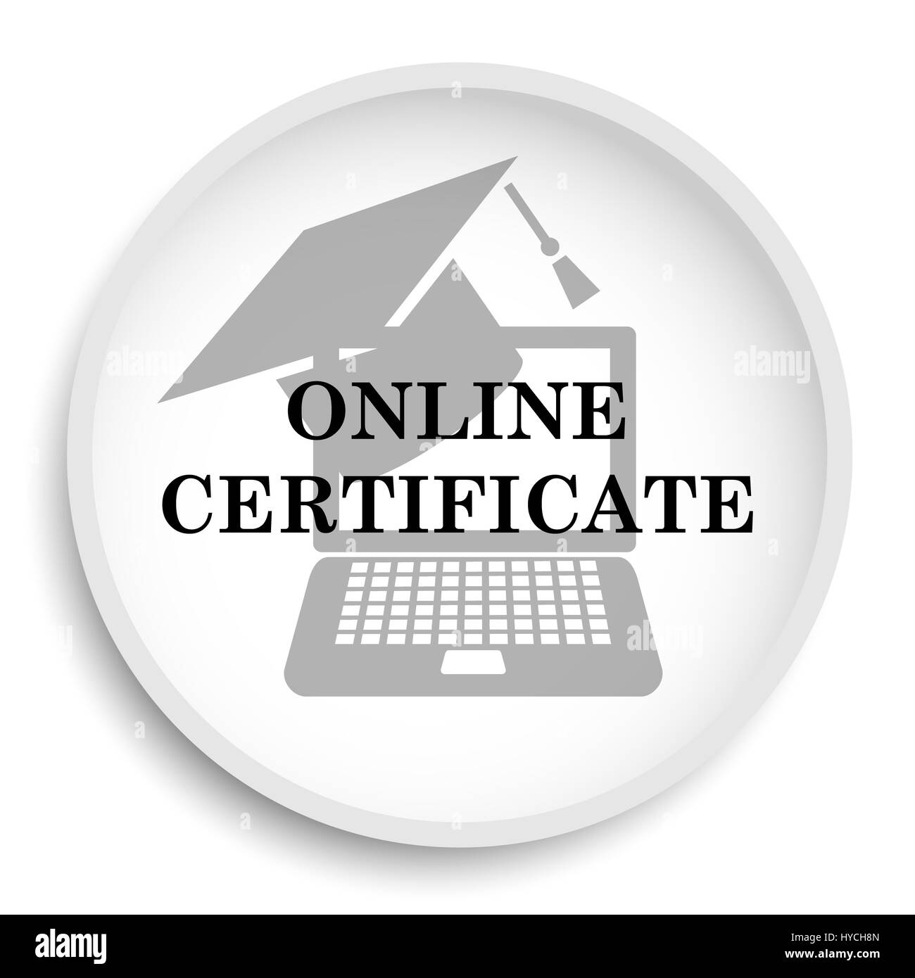 Online certificate icon. Online certificate website button on white ...