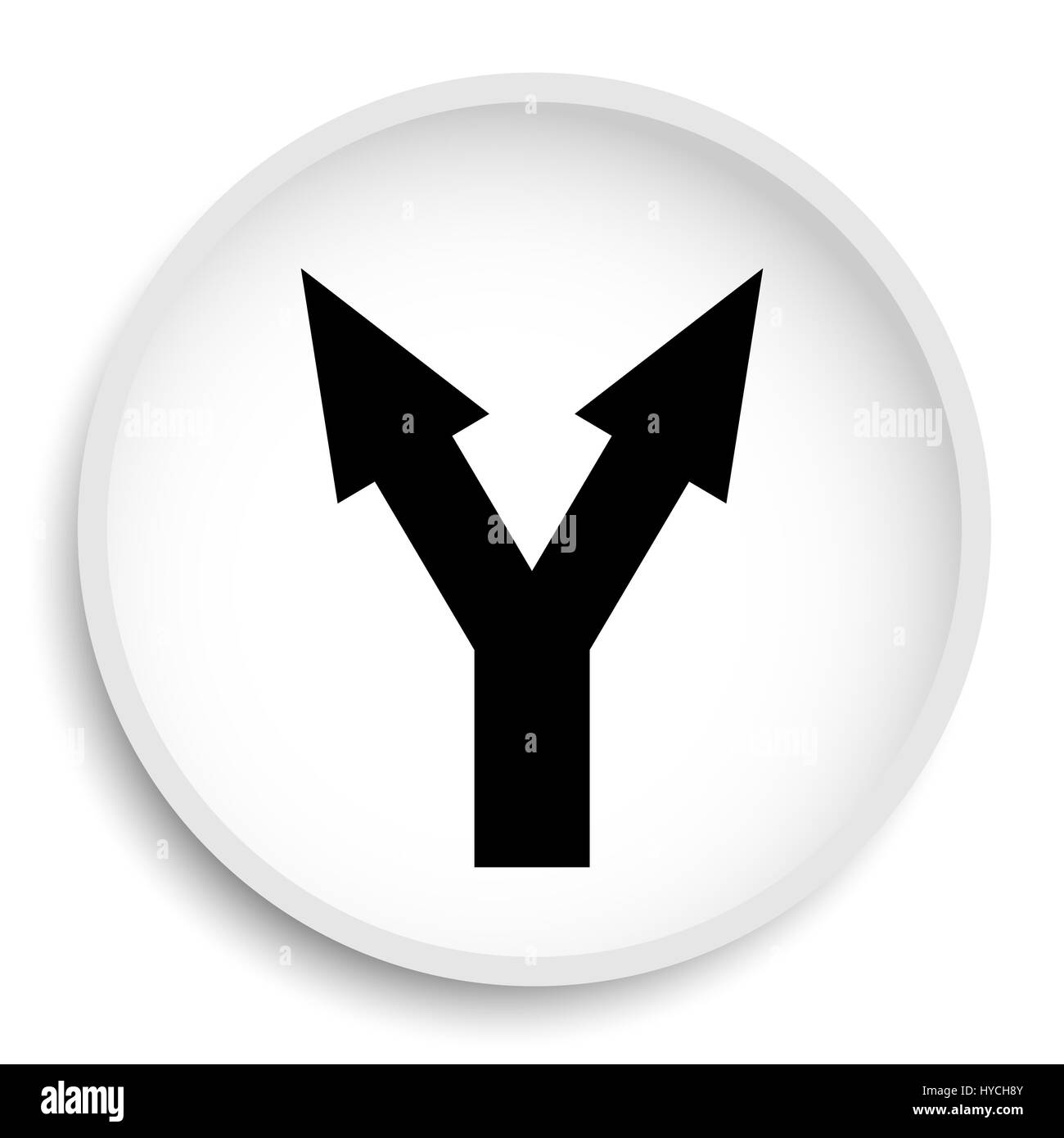 Split arrow icon. Split arrow website button on white background Stock ...