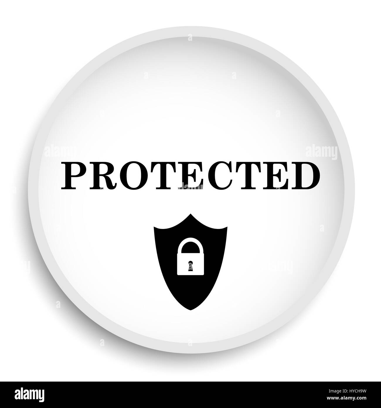 Protected icon. Protected website button on white background Stock ...