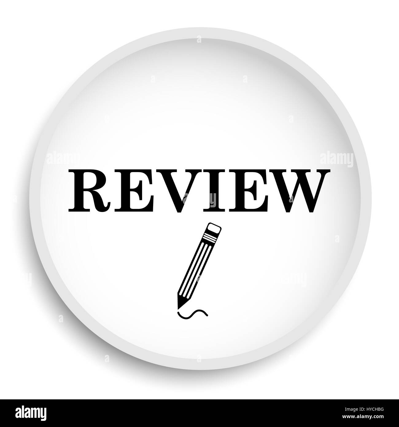 Review icon. Review website button on white background Stock Photo - Alamy