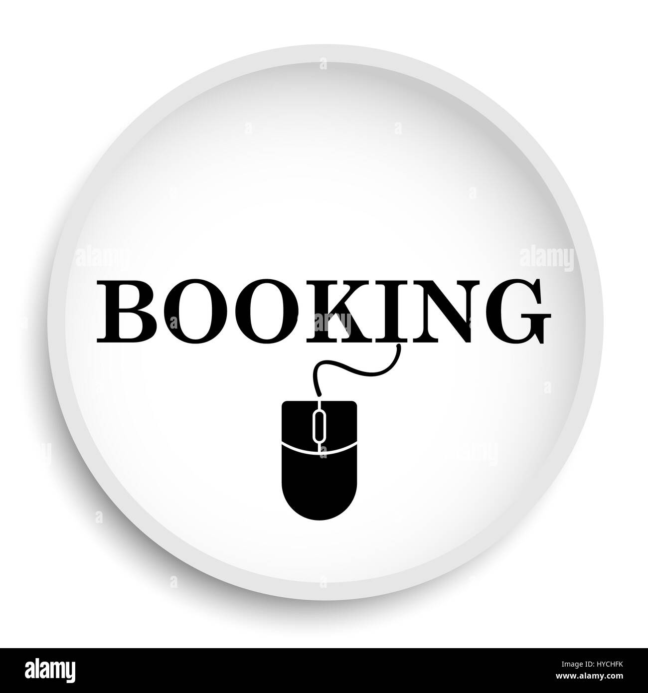 Booking icon. Booking website button on white background Stock Photo ...