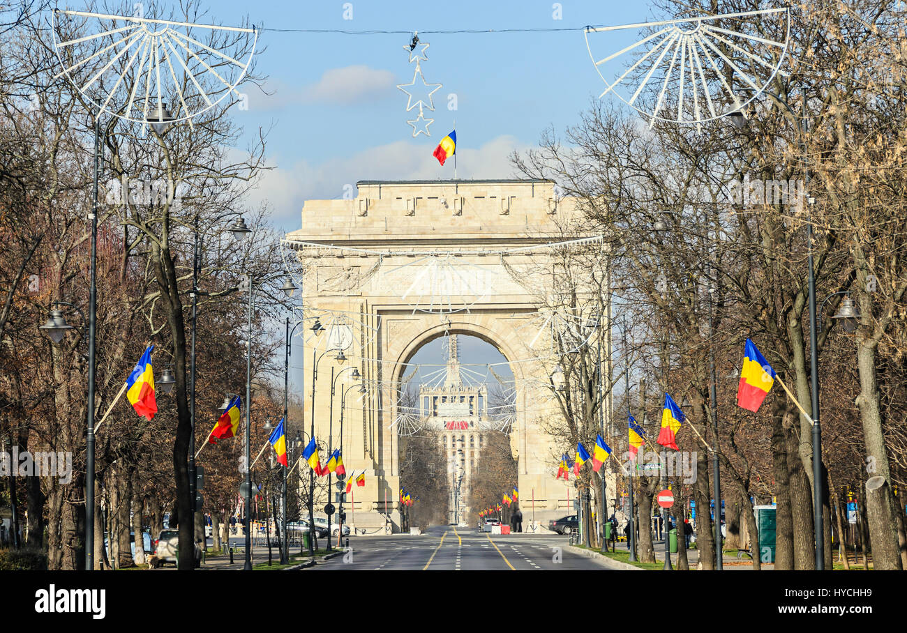 The Arch of Triumph (Arcul de Triumf) from Bucharest Romania, National ...