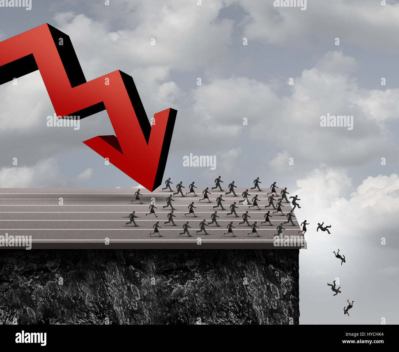 Business panic concept as a group of scared businessmen and ...