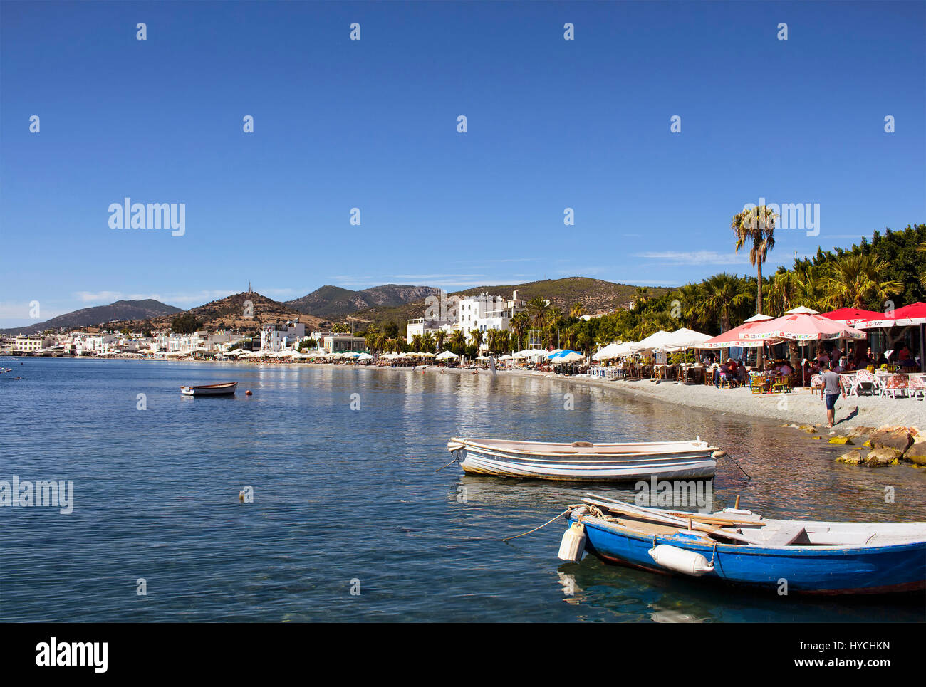Luxury yachts, sailing and fishing boats in Bodrum bay. It is a city on ...