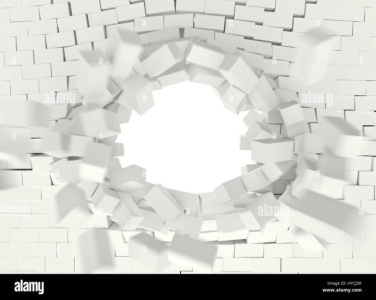 explosion of white brick wall 3d rendering image Stock Photo - Alamy
