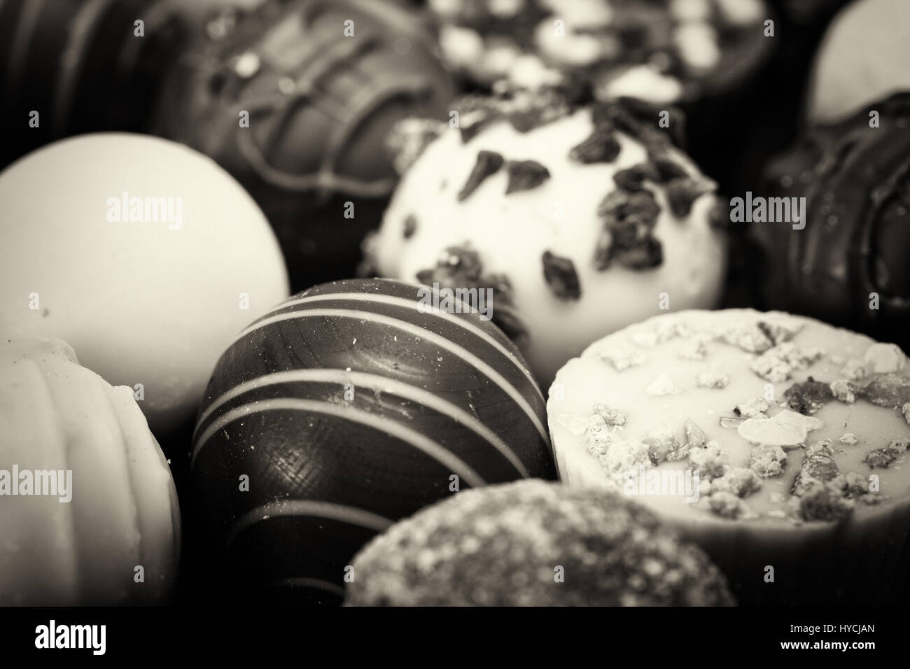 Close-up of a selection of delicious chocolates Stock Photo - Alamy