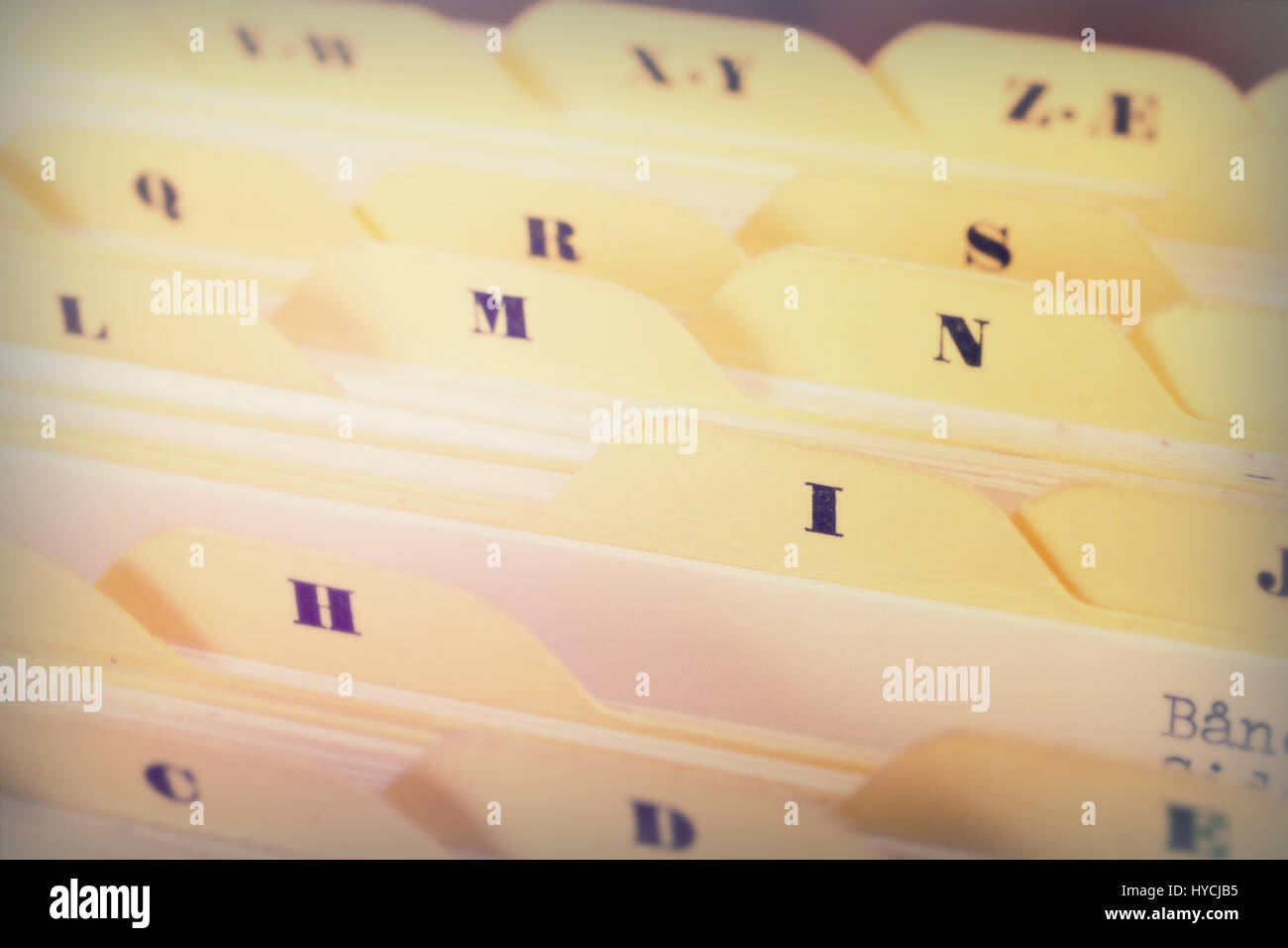Close up of alphabetical index cards in a box Stock Photo - Alamy