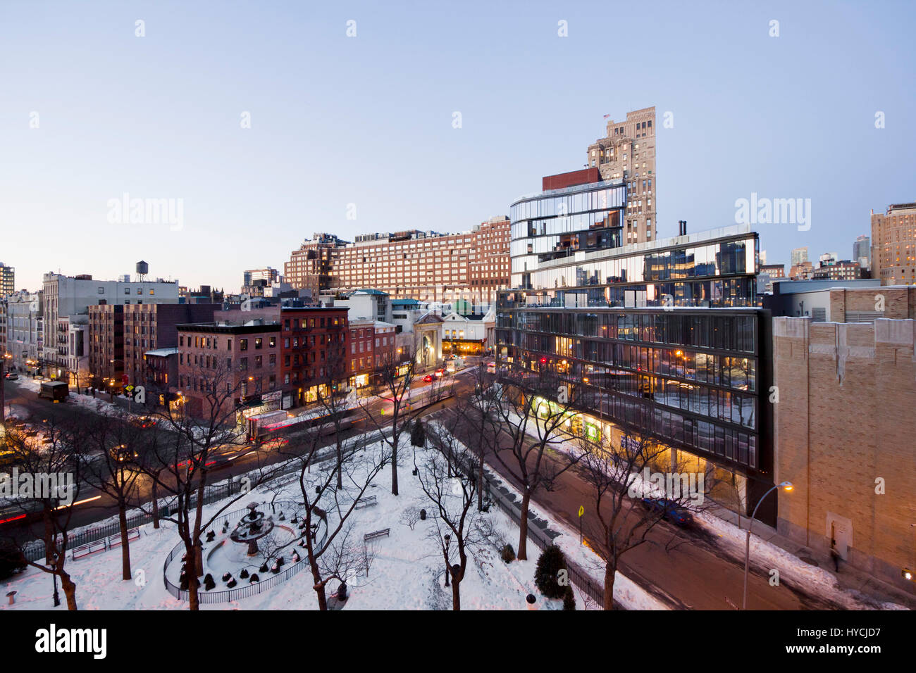 Elevated contextual exterior view with Jackson Square Park at dusk. One ...