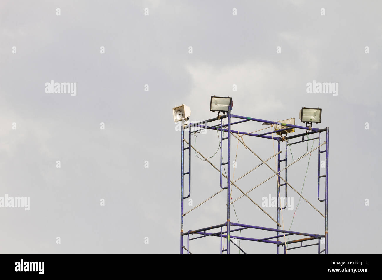 multiple spotlights on a theatre stage lighting rig for consert Stock ...