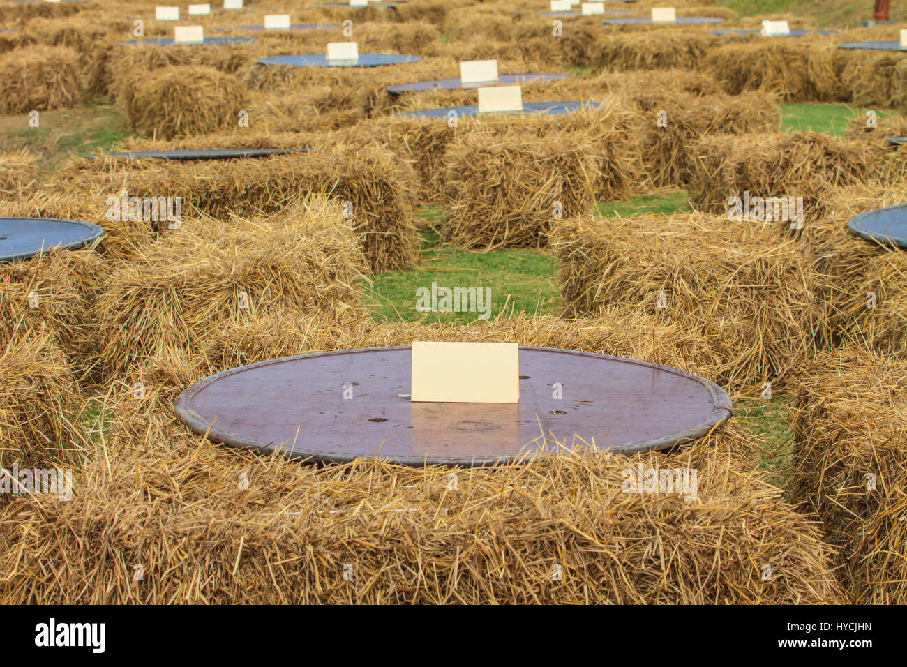 dining table set outdoor made of rice straw Stock Photo - Alamy