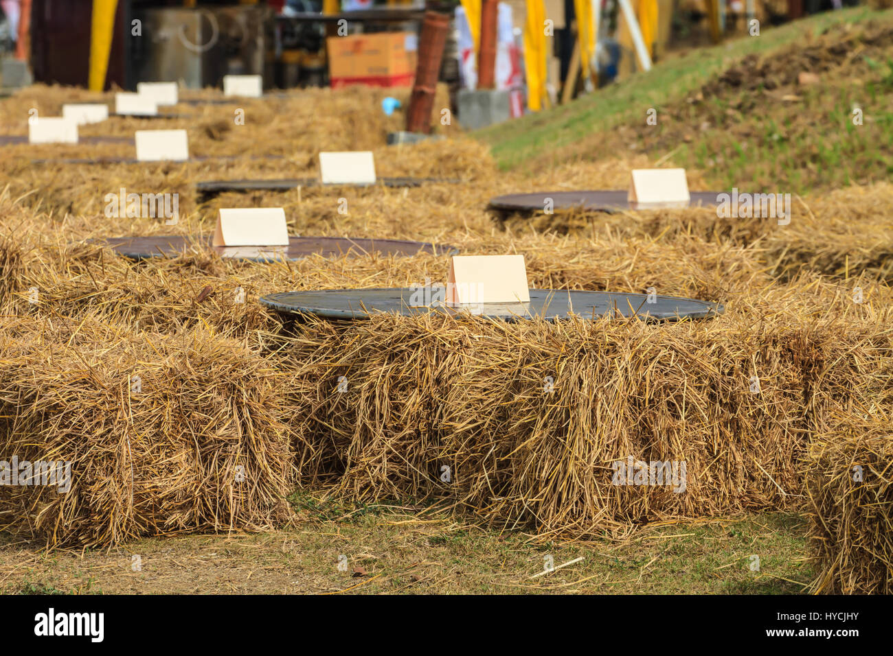 dining table set outdoor made of rice straw Stock Photo - Alamy