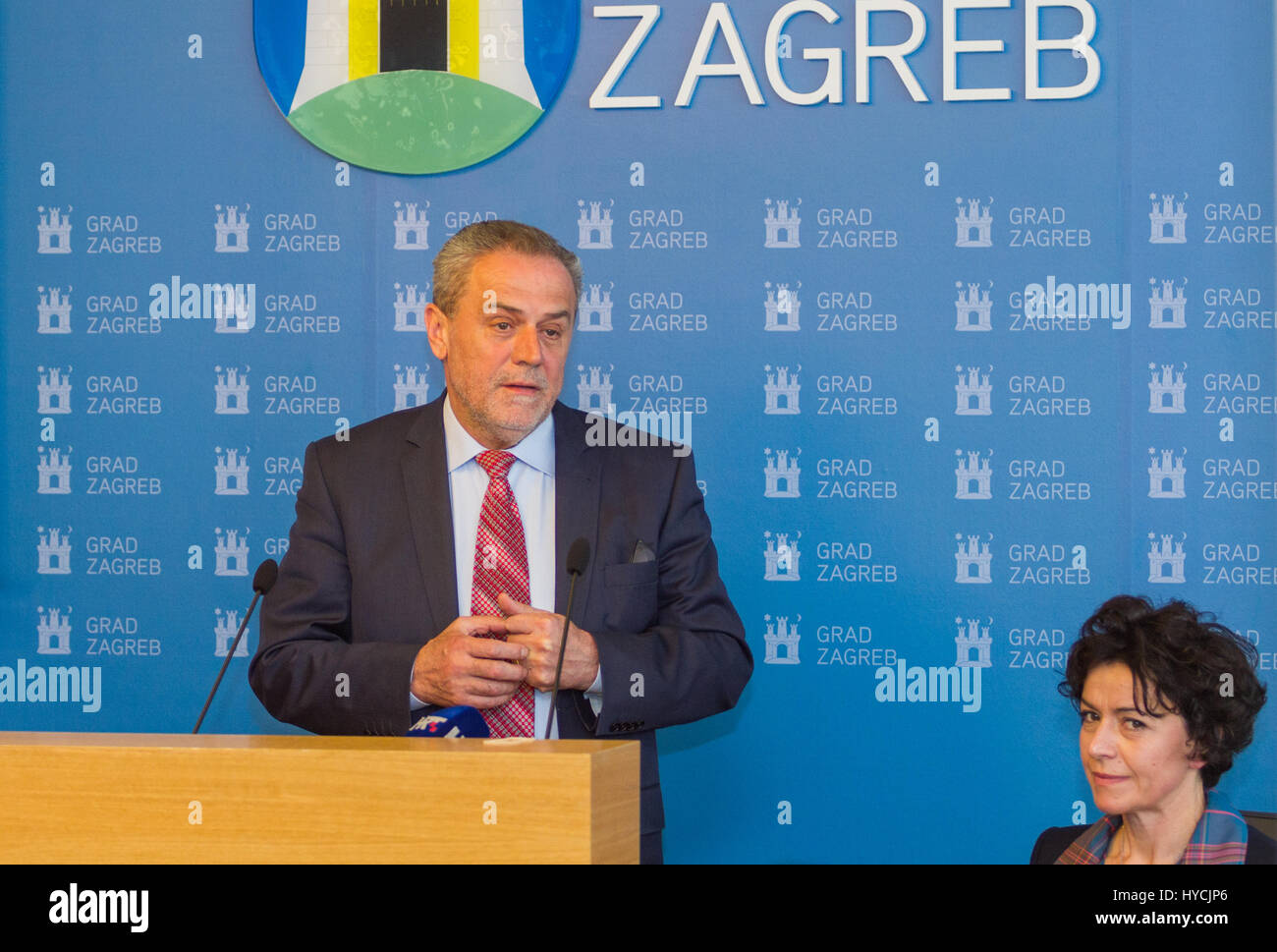 Milan Bandic, mayor of Zagreb, in a press conference at city hall City ...
