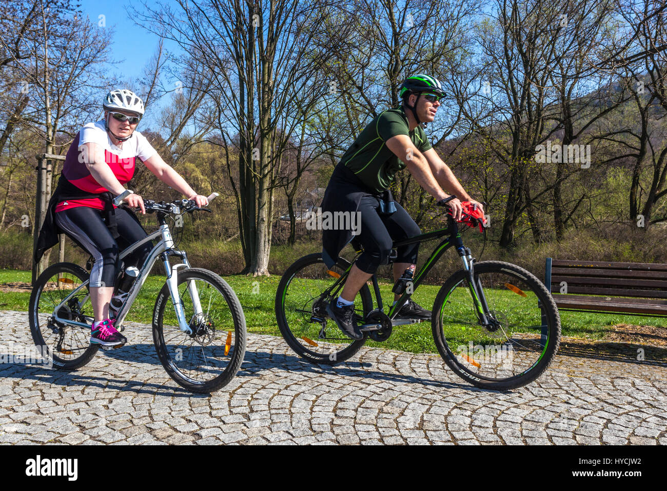 Bike path in park along hi-res stock photography and images - Alamy