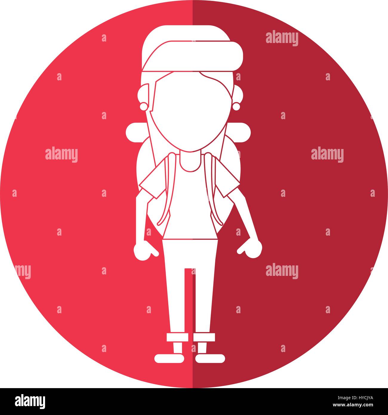 young girl traveler with backpack shadow Stock Vector Image & Art - Alamy