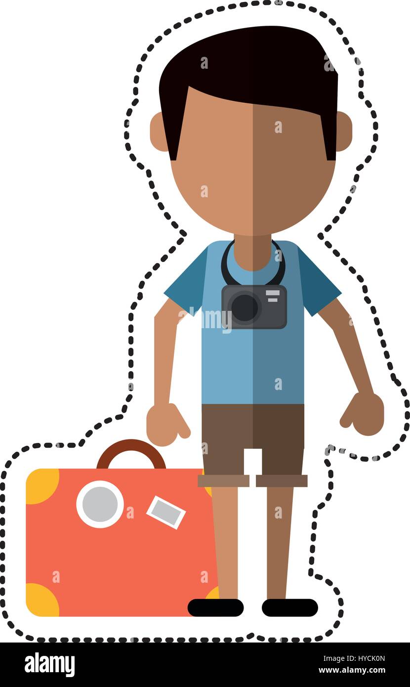 Female tourist suitcase passport Stock Vector Images - Alamy