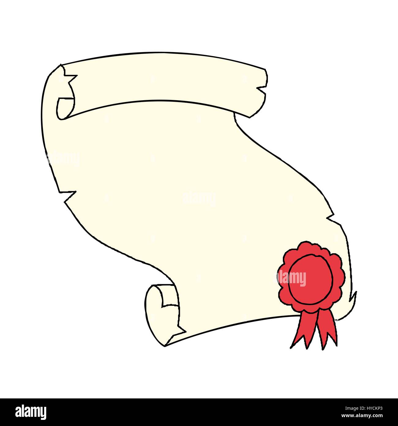 Old paper roll, wax seal isolated on white. Vector illustration Stock ...