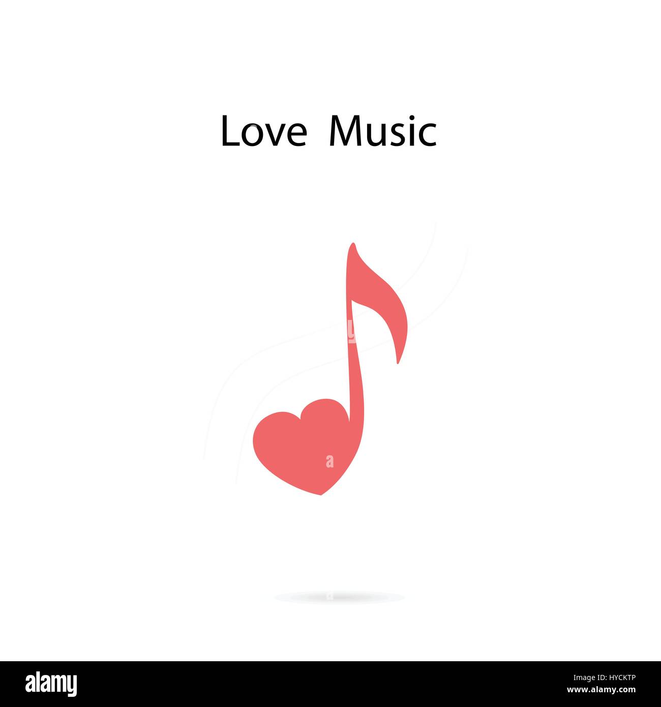 Musical note sign and red heat icon vector logo design template.Love ...