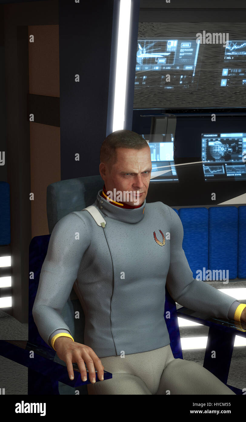 Spaceship captain 3D render science fiction illustration Stock Photo ...