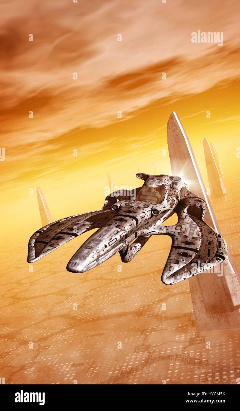 red sky world 3D render science fiction illustration Stock Photo - Alamy