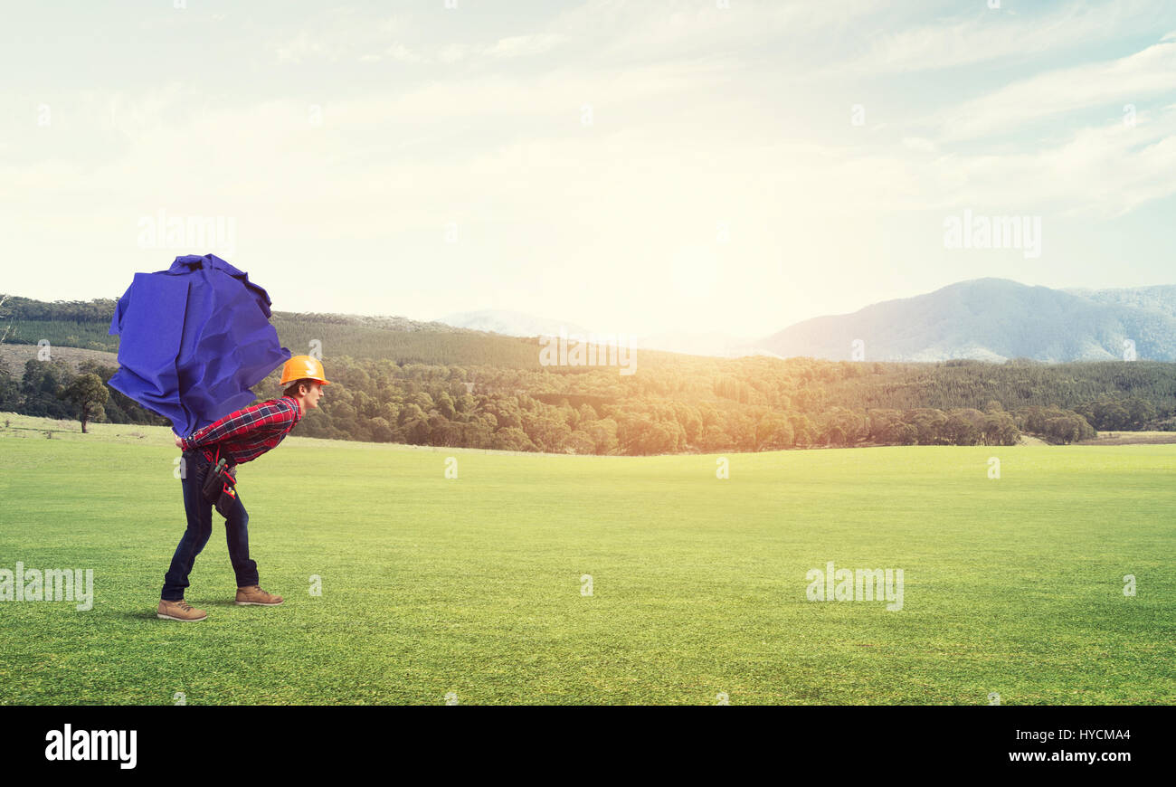 Engineer man carry load Stock Photo - Alamy