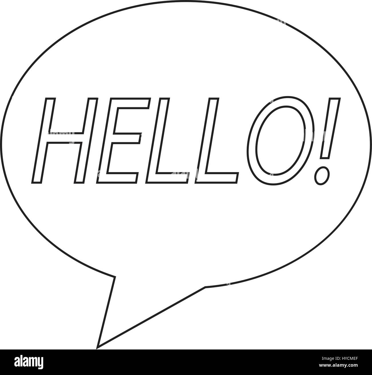 Bubble hello word icon illustration Black and White Stock Photos ...