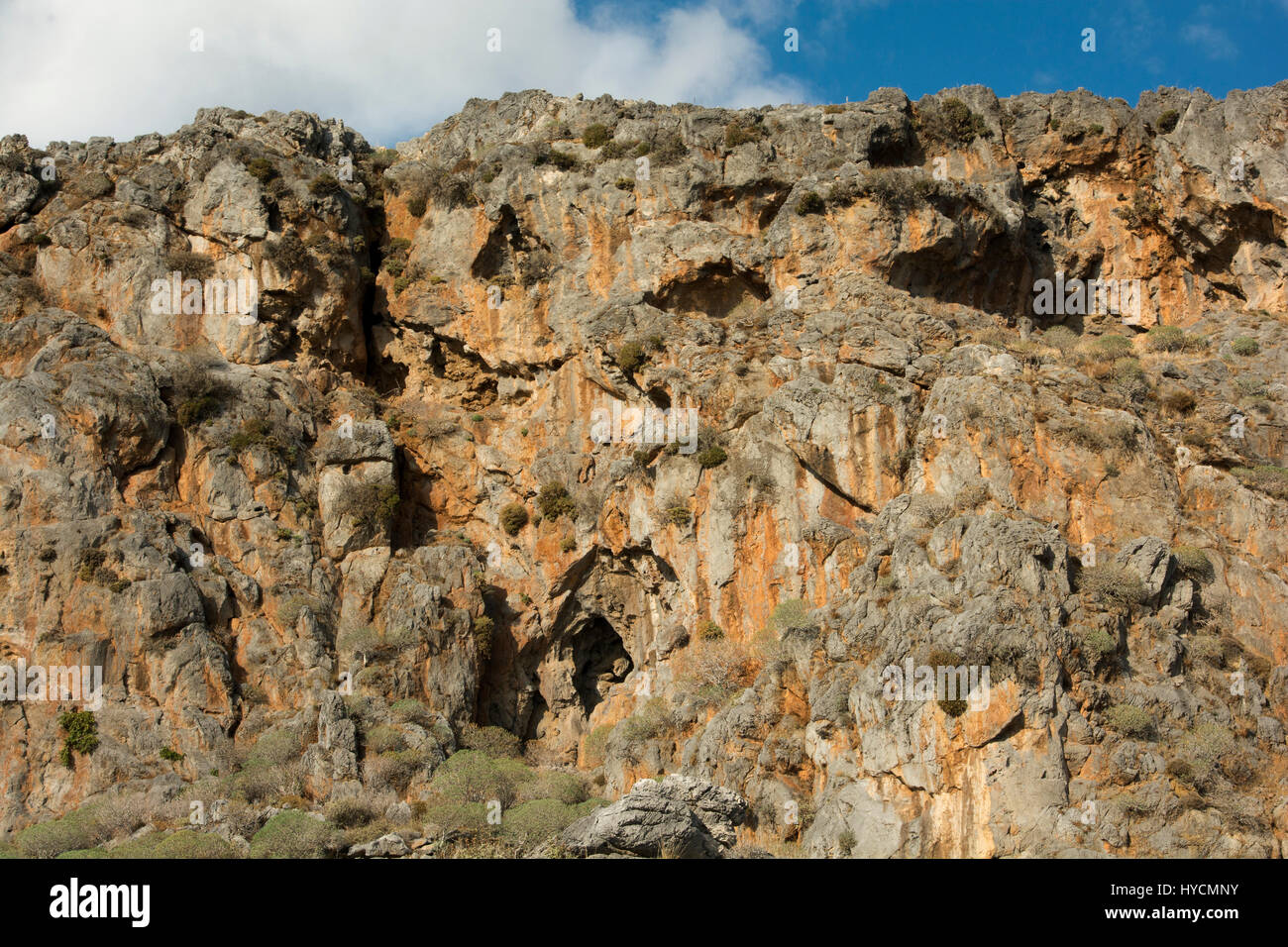 Limestone rocks drop at Cape Kako Mouri on the south coast of Crete ...