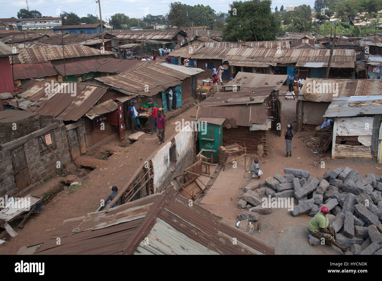 View over rooftops, Kibera slums, Nairobi, Kenya, East Africa Stock ...